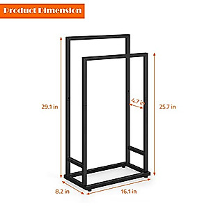 Free Standing Towel Racks 2 Tier Towel Holder Stand for Bathroom Matte Black Stainless Steel Industrial Towel Drying Rack for Hand Towels Blanket