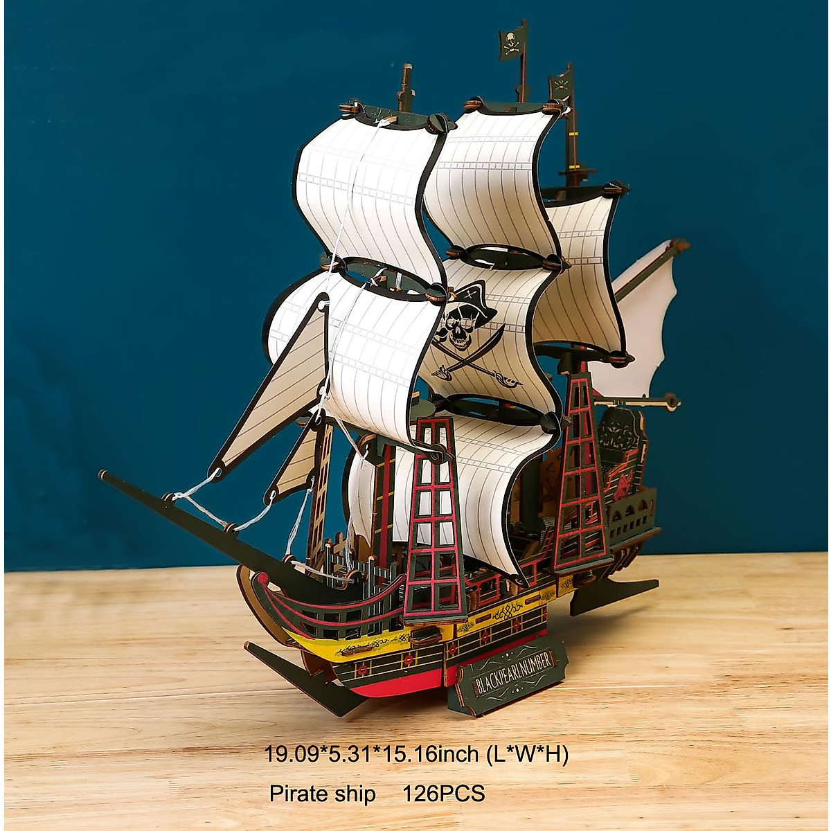 SHITENG Laser Cutting Wood Model 3D Puzzles for Adults, Pirate Ship Model Puzzles for Adults and Kids, Desk Decor Building Kits Brain Teaser Hobby Gifts for Women and Men(Pack of 2)