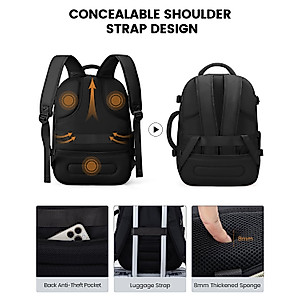 LOVEVOOK Carry on Backpack, 30L Travel Backpack for Women Airline Approved,Luggage Business Weekender Overnight Daypack as Personal Item fit for 15.6 inch Laptop,Black