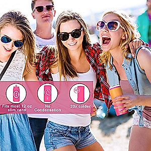 Zuly - 12oz Insulated Can Cooler for Slim Beer & Hard Seltzer Stainless Steel Double Wall Vacuum Insulated Drink Holder Pink for Slim Truly White Claw Henrys Bon Viv Corona Red Bull