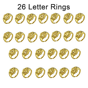 U7 Letter Ring for Women Gold Plated Open Wrap Style Knuckle Party Jewelry Hexagon Initial Signet Rings P