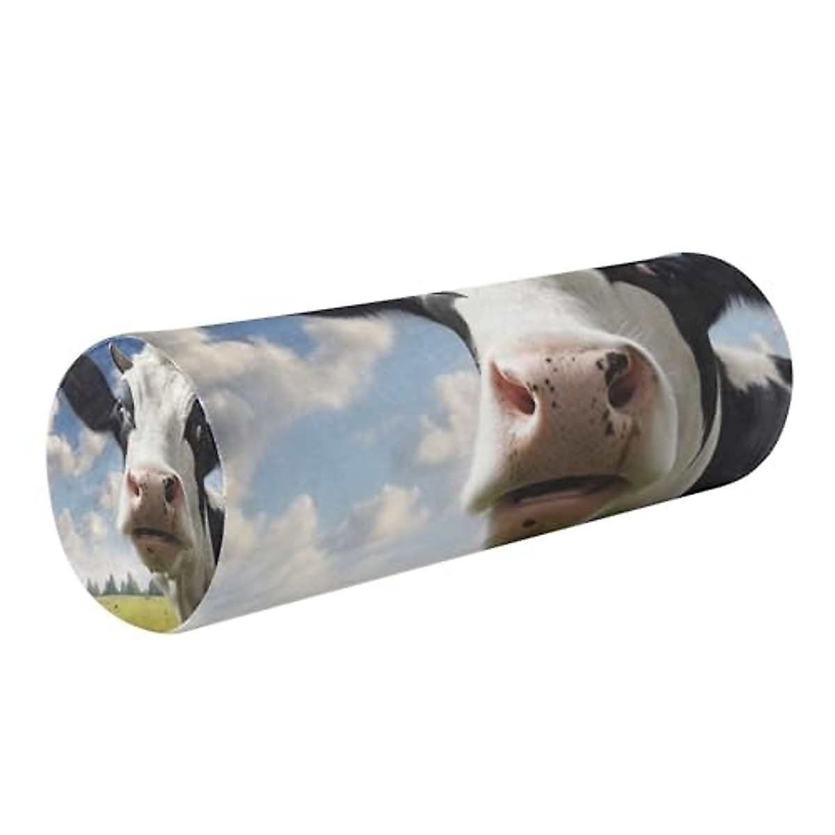 xigua Milk Cow Neck Roll Pillow for Neck Relief with Removable Washable Cover - Memory Foam Round Cylinder Bolster, Ergonomically Designed for Head, Neck, Back, and Legs
