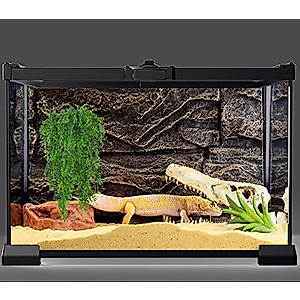 HERCOCCI 2 Pack Reptile Plants, Terrarium Hanging Plants Vines Artificial Leaves Habitat Decorations with Suction Cup for Bearded Dragon Hermit Crab Lizard Snake Geckos Chameleon