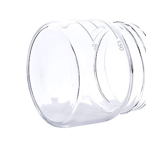 Pastein 4 Pack 150 mL Wide Mouth Graduated Round Borosilicate Reagent Media/Storage Lab Glass Bottle With GL70 Blue Polypropylene Screw Cap