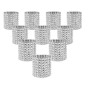 KPOSIYA Napkin Rings, Pack of 120 Rhinestone Napkin Rings Diamond Adornment for Place Settings, Wedding Receptions, Dinner or Holiday Parties, Family Gatherings (120, Silver)