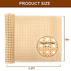 16" Width Cane Webbing, 3.3 Feet Cane Webbing Roll for Caning Project, Rattan Webbing, Caning Material for Chairs, Cabinet, Dresser, Furniture