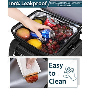 SumeStar Insulated Lunch Bag for Women Men, Freezable Large Lunch Bag 15L, Reusable Leakproof Lunch Box Cooler Tote Bag for Work Picnic School or Travel, Double Compartment, Black