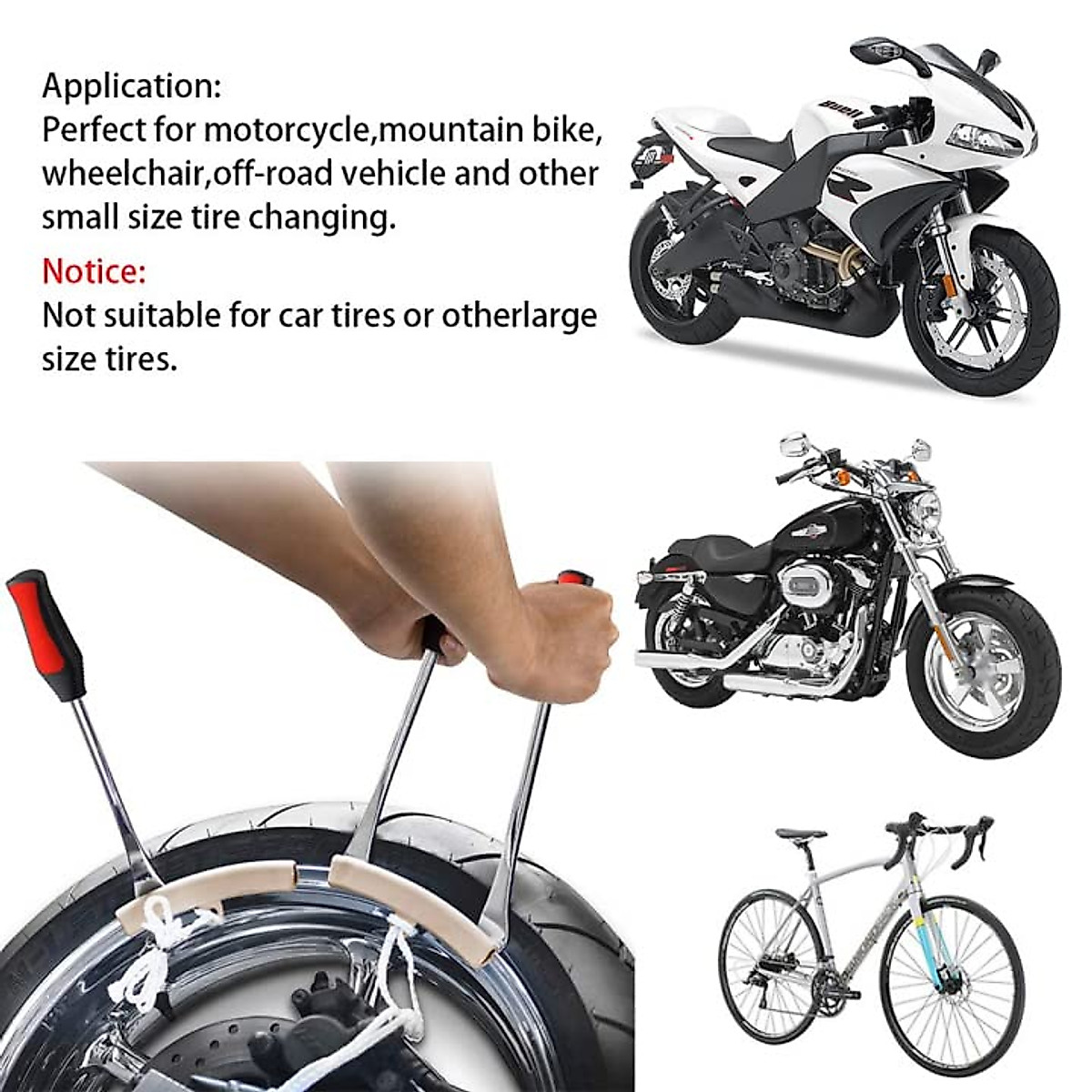 ASOOLL 11.5" 𝐓𝐢𝐫𝐞 𝐒𝐩𝐨𝐨𝐧𝐬 Motorcycle Tire Changer Tools Bike Tire Iron Levers Repair Kit with 3 Pcs Rim Protectors