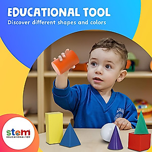 Skoolzy 7 Pcs 3D Shapes for Teaching and Math Manipulatives - Geometric Shapes and Geometric Solids, Math Teacher Supplies, Shapes for Math Manipulatives Kindergarten, 3D Shapes for Geometry Games