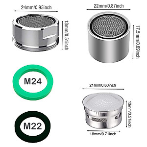 4pcs Faucet Aerators, 2pcs Aerator Filter Replacement Parts, with Brass Housing, 2pcs 15/16 Inch Male and 2pcs 55/64 Inch Female Bathroom Aerator Faucet Filters with Gaskets,for kitchen bathroom