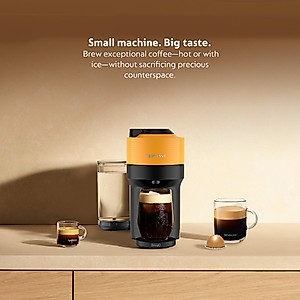 Nespresso Vertuo Pop+ by De'Longhi with Aeroccino, 1500 watts, Mango Yellow