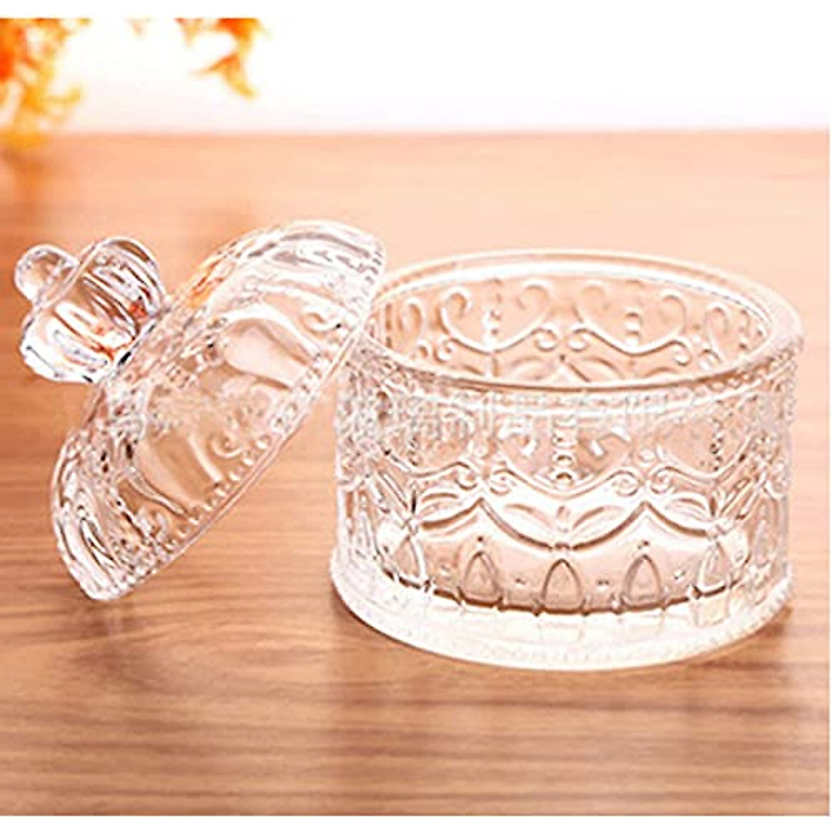 DLiQ Clear crystal glass candy cup creative glass storage can jewelry storage box is suitable for family kitchen