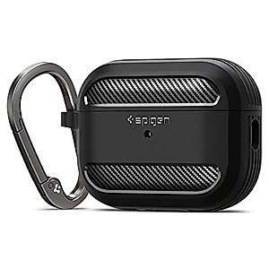 Spigen Rugged Armor Designed for AirPods Pro 2nd Generation Case (USB-C/Lightening Cable) Cover with Keychain - Matte Black