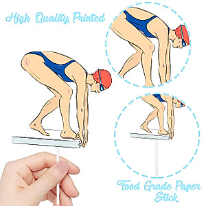 36Pcs Swimming Cupcake Toppers Swim Team Cupcake Toppers Swimming Birthday Party Cake Picks Swimming Pool Party Decorations for Summer Swimming Pool Baby Shower Supplies