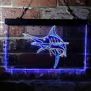 ADVPRO Marlin Fish Room Man Cave Dual Color LED Neon Sign White & Blue 24 x 16 Inches st6s64-i3723-wb