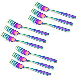 9 Piece Stainless Steel Rainbow Kids Forks, Kids Cutlery, Child and Toddler Safe Flatware, Kids Silverware, Kids Utensil Set, Includes A Total of 9 Forks for Convenience, Ideal for Home and Preschools