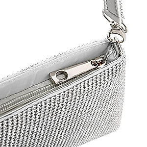 YIKOEE Bling Evening Bag for Women Glitter Rhinestone Purse (Silver)
