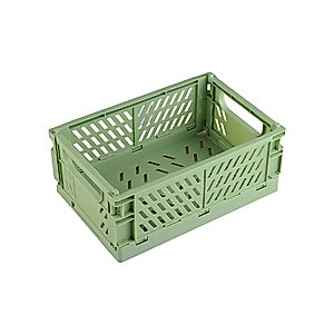 Storage Basket Collapsible Large Capacity Plastic Foldable Home Crate Box for Daily Used Valentine's Day/Mother's Day/Wedding/Anniversary/Party/Graduation/Christmas/Birthday Gifts - Green S