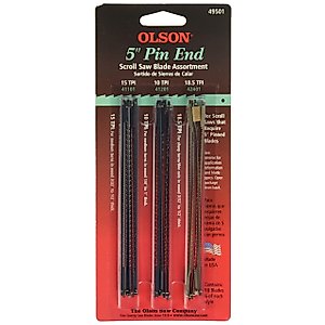 OLSON SAW FR49501 Pin End Scroll Saw Blade,18 Pack