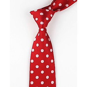 Men's Wine Red Silk Ties White Polka Dot Cravat Woven Neckties for Wedding Dress Uniforms