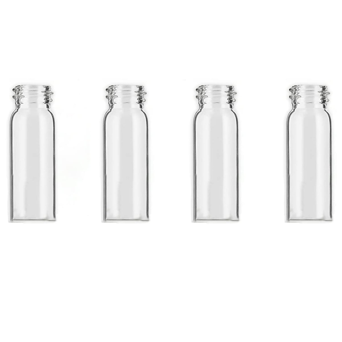 iSnuff Sample Bottle - 5ml Clear Glass with Screw Cap Lid and Scoop - Refillable for Travel, Preservation, Test Container for Spice and Small Items - 4 Pack