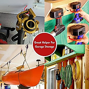 ROTHLEY Garage Hooks Heavy Duty : Bike Hooks for Garage Wall Ceiling Thickened Vinyl Coating Bike Hangers for Garage Large Screw in Storage Hooks Bicycle Hooks for Hanging in Garage (8 Pack,Red)