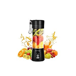 KIKE Portable Blender, Personal Blender for Shakes and Smoothies with 6 Blades and 16oz, USB Rechargeable, Travel Cup and Lid, Juices, Baby Food, Heavy Duty and Food Processor (BLACK)