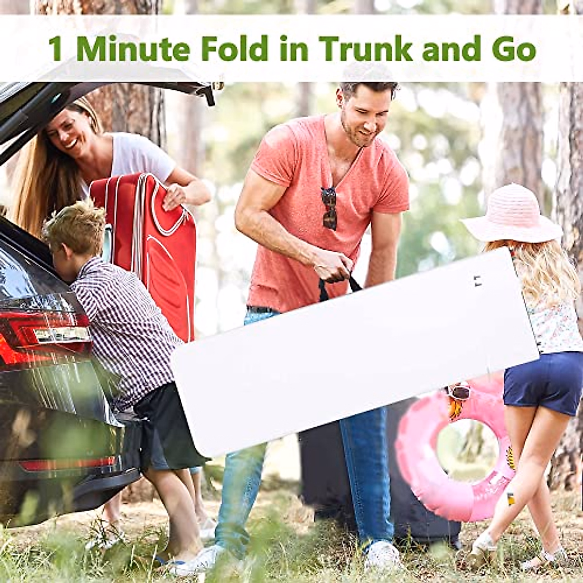 Portable Folding Bench 6 Foot Outdoor Benches Weatherproof, Garden Bench with Carrying Handle, Easy Transport, Lightweight Plastic White Bench for Indoor and Outdoor Seating Picnic Party Camping