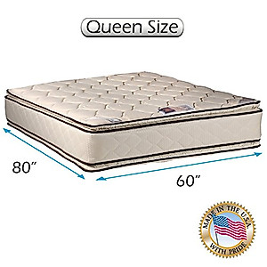 Coil Comfort Two-Sided Pillow Top Queen Mattress Only with Mattress Cover Protector Included - Fully Assembled, Orthopedic, Good for Your Back, Longlasting Comfort by Dream Solutions USA