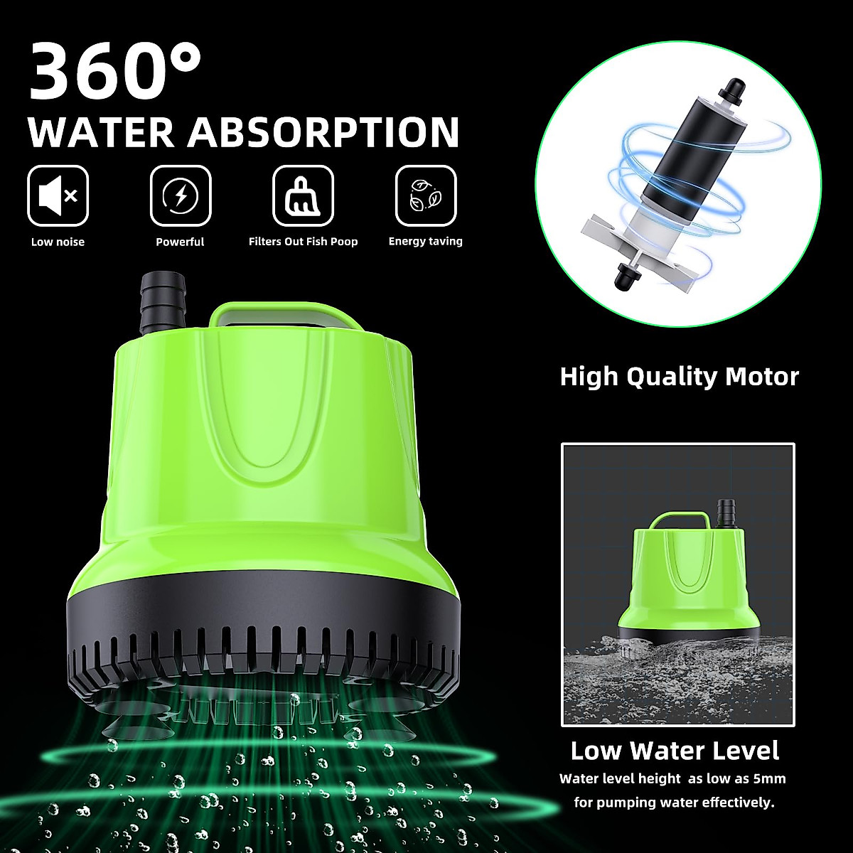 FREESEA Fountain Submersible Water Pump: 1100 GPH 100W Small Sump Pump for Outdoor Pond Hydroponic Statuary Waterfall Aquarium Fish Tank