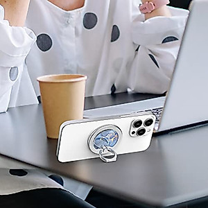 Delidigi Compatible with MagSafe Ring Holder Grip, Magnetic Phone Ring Stand, Adjustable Finger Ring Grip Kickstand for iPhone 14 13 12 Series Removable Wireless Charging