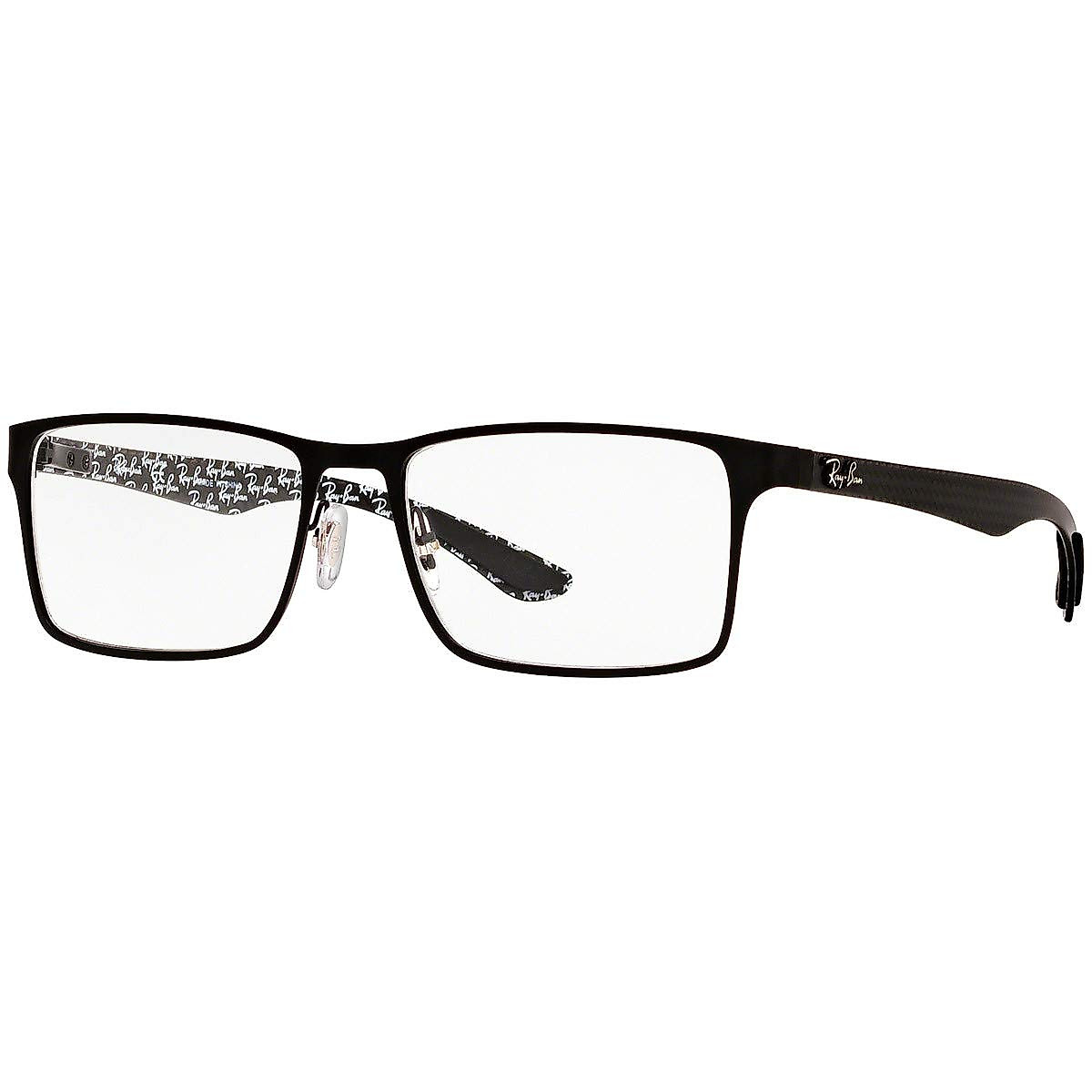 Ray-Ban RX8415 Rectangular Prescription Eyeglass Frames, Matte Black On Black/Demo Lens, 55 mm