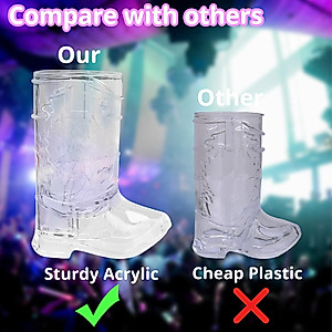 Cowgirl Boot Shot Glasses Set of 24 Light Up Plastic Shot Glasses Western Party Decorations Cowboy Shot Glasses Set with Necklace Party Cups for Party Favors Adults Bachelorette Birthday Carnival