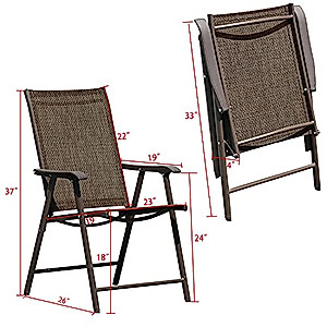 Aoodor 4 Sets Folding Patio Chairs for Indoor&Outdoor - Brown