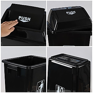 Yuright 4 Packs 13 Gallon Plastic Trash Can with Swing Lid, Kitchen Swing Top Garbage Can, Black