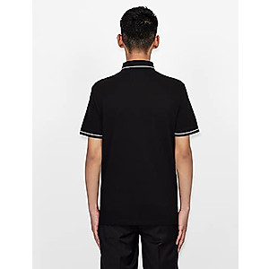 A | X ARMANI EXCHANGE Men's Embroidered Icon Logo Polo Shirt, Black, XL