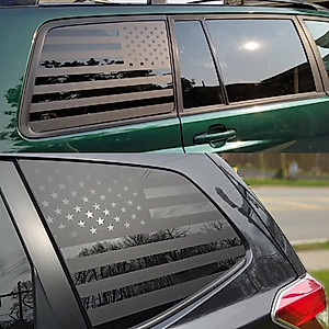 Zhizhong Side Window American Flag Decals for Car SUV Trucks, Universal Matte Black USA Flag Vinyl Sticker Free Installation Tools (A Pair)