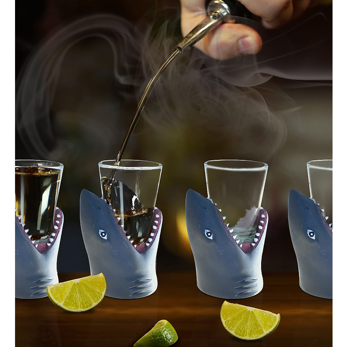 Puzzled Cool Shark Head Shot Glass - Novelty Glassware Home And Bar Liquer Accessory, Fun Ocean Life Shooter for Espresso And Alcohol Drinks - 4 Inches