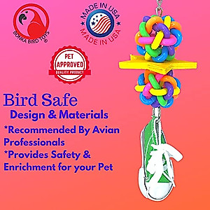 Bonka Bird Toys 1356 Star Sneaker Rubber Chew Wood Cotton Parrot Quaker Parrotlet Budgie Cockatiel