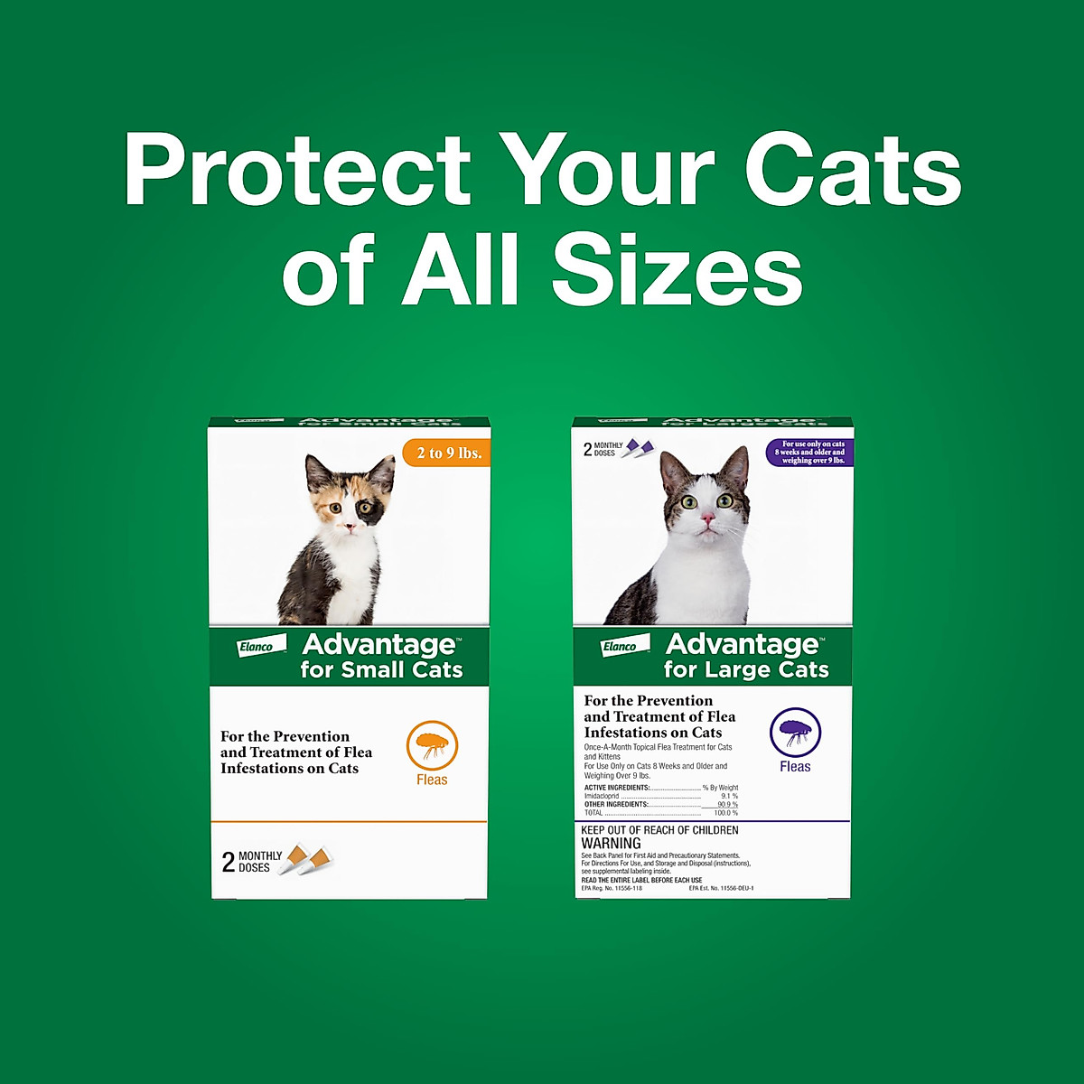 Advantage Topical Cat Flea Treatment and Prevention for Small Cats 2-9 lbs. | Apply Flea Drops Monthly | 2 Treatments