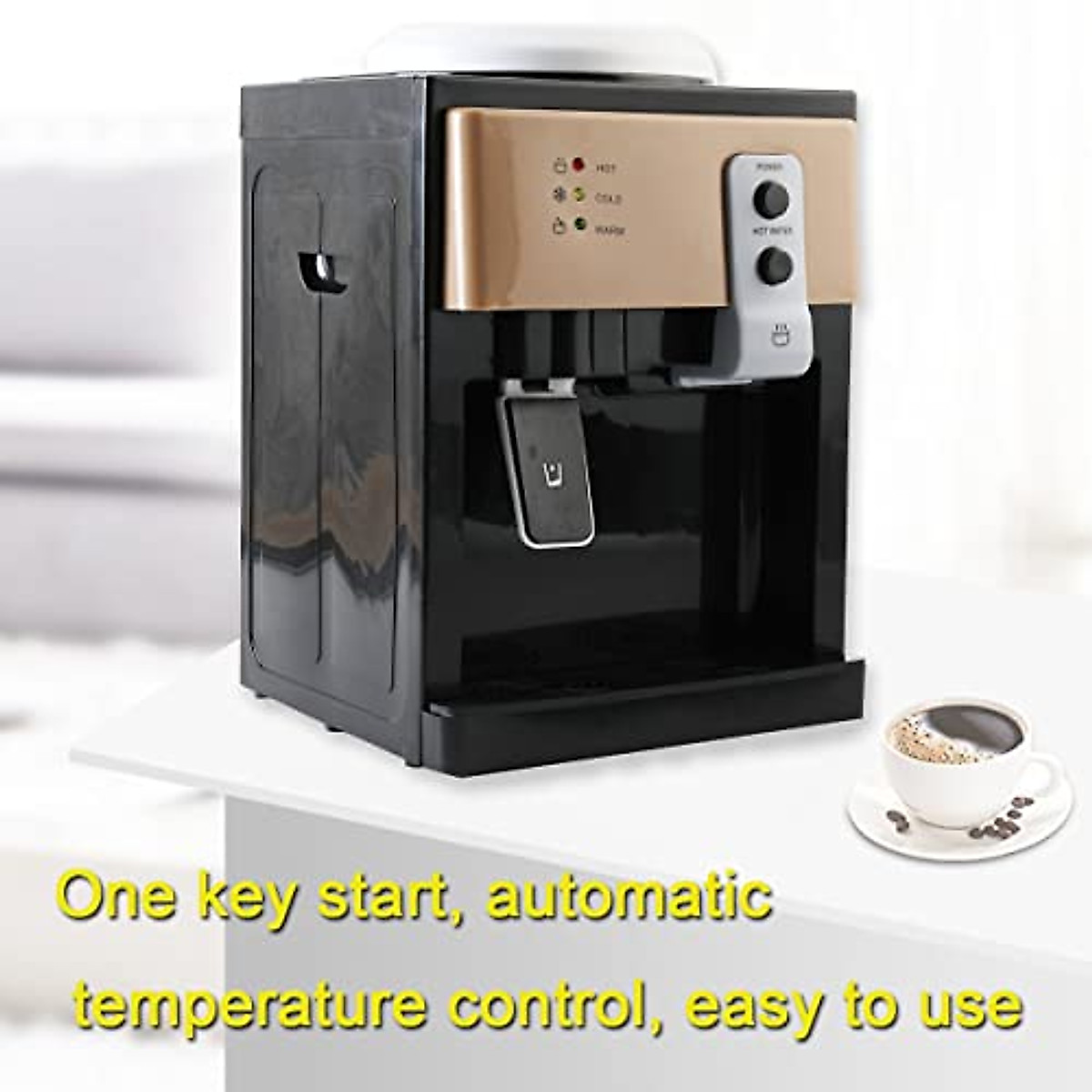 WEBTB Electric Water Dispenser, 3-in-1 Water Cooler Dispenser, with Ice Heat Function Hot, Cold & Room Water, Automatic Temperature Control with Power Cord, Gold