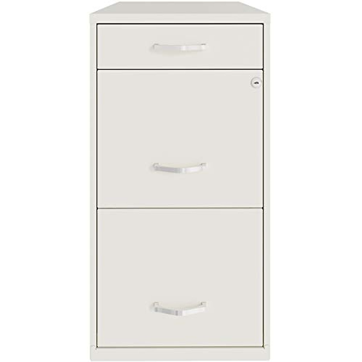 Hirsh Industries Space Solutions 18in Deep 3 Drawer Metal File Cabinet Pearl White, Letter Size, Fully Assembled