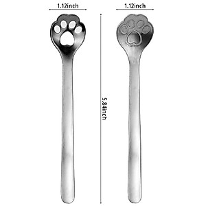 Cat Paw Spoon Stainless Steel Coffee Spoons Teaspoon Decoration Spoon Espresso Spoons Stirring Spoon for Dessert Ice-cream Cake Coffee Appetizer Set of 2