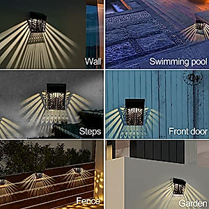 Fangfang Solar Lights for Fence,Outdoor Fence Light Wireless Waterproof LED Garden Fence Decorative Deck Lights for Backyard,Patio,Step,Stair,Pool and Front Door,Warm White, 4PC