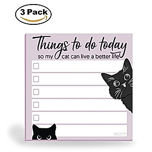 Mini Cat Funny to Do List Sticky Notes | Things to Do Today So My Can Can Live a Better Life | Cat Lover Gift | 3x3" inches, 3-Pack by DAILY RITMO