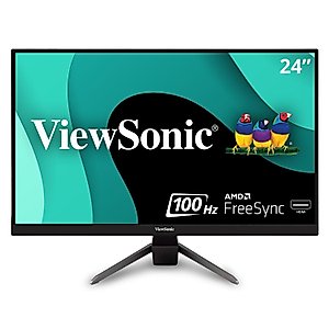 ViewSonic VX2467-MHD 24" 1080p Gaming Monitor w/ 100Hz, 1ms, Ultra-Thin Bezels, FreeSync, HDMI, VGA, and DP (Renewed)