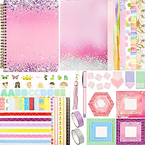 ceiba tree DIY Journal Kit Arts & Crafts Gifts for Teen Girls Ages 8-14 Journaling Scrapbooking Diary Supplies Scrapbook Kit Birthday Gift Ideas for 8, 9 Year Old Girls Kids Teens