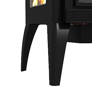 HOMCOM 24" Electric Fireplace Stove, Freestanding Fire Place Heater with Realistic Logs Flame, Adjustable Temperature, Overheat Protection, 1000W/1500W, Black