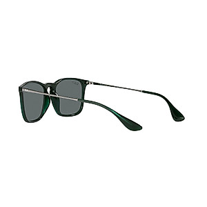 Ray-Ban RB4187 Chris Square Sunglasses, Transparent Green/Dark Grey Polarized, 54 mm