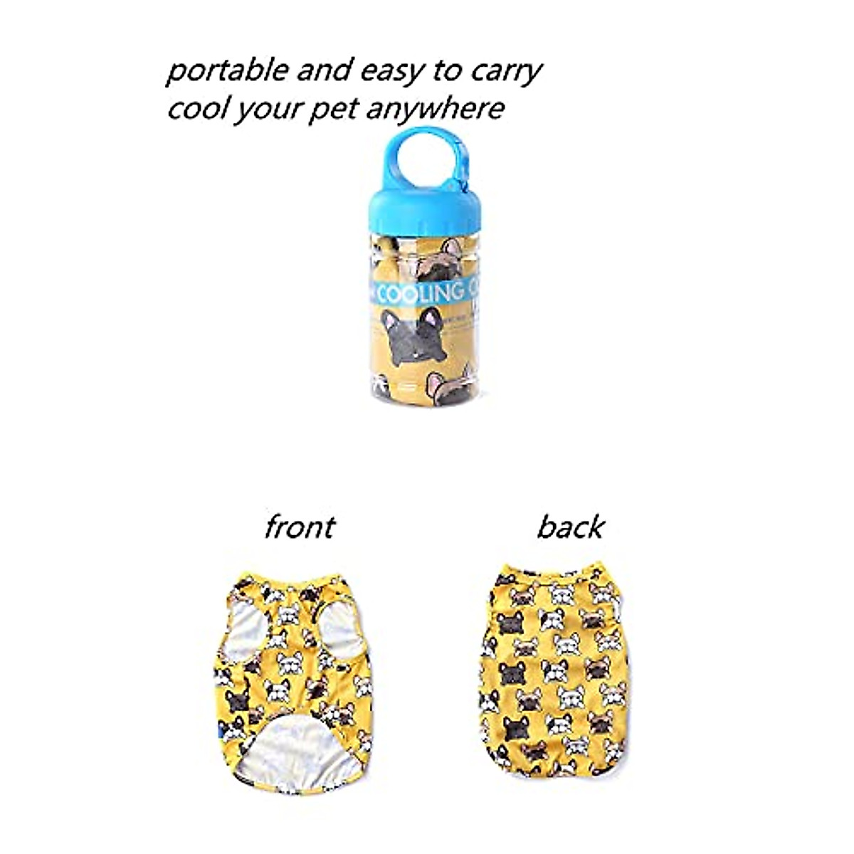 Cooling Dog Harness for Small Medium Dog Pet Ice-Cooling Clothes Comfort Fits Puppy Cooler Vest Shirt for Summer (Yellow, XL)